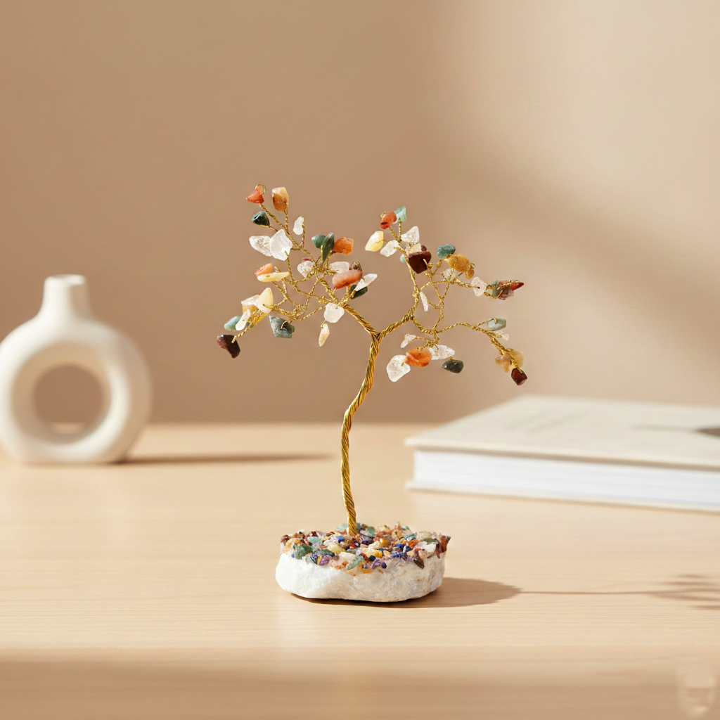 7 Stone Chakra Wish Tree – Crystal Gemstone Tree for Spiritual Home De ...