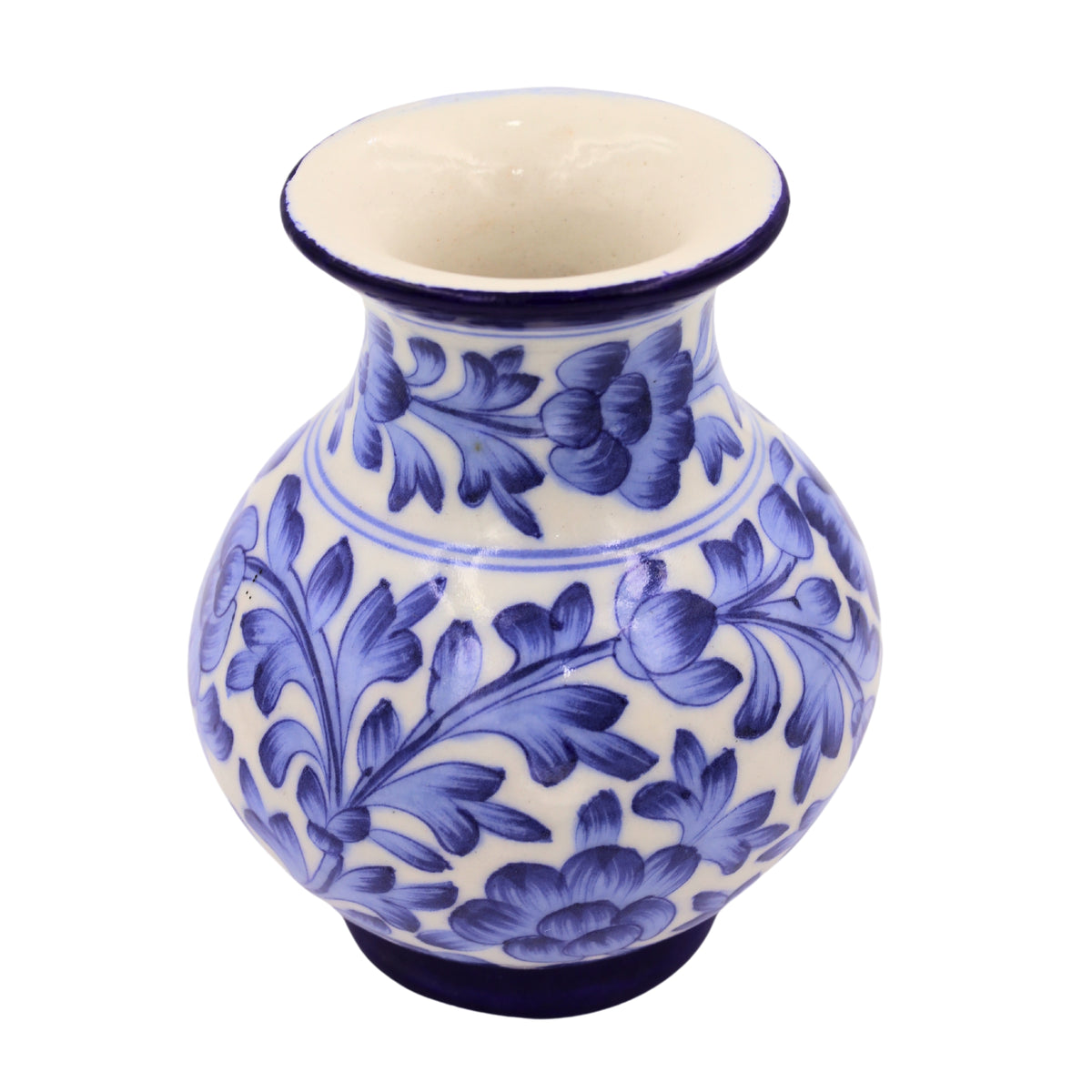 Blue Pottery Flower Vase - Cobalt Blue and White – Natriel