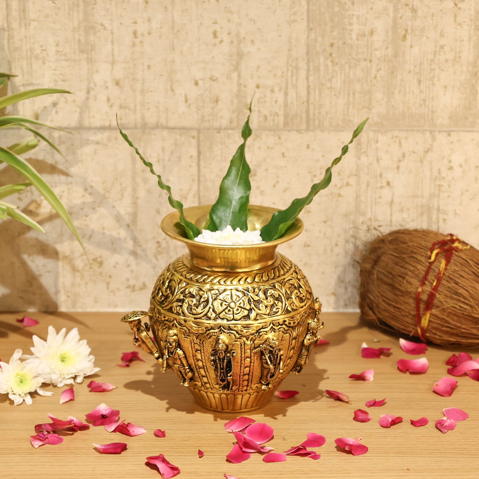 Brass Dashavatar Pooja Kalash - Handcrafted Pot for Pooja Rituals – Natriel