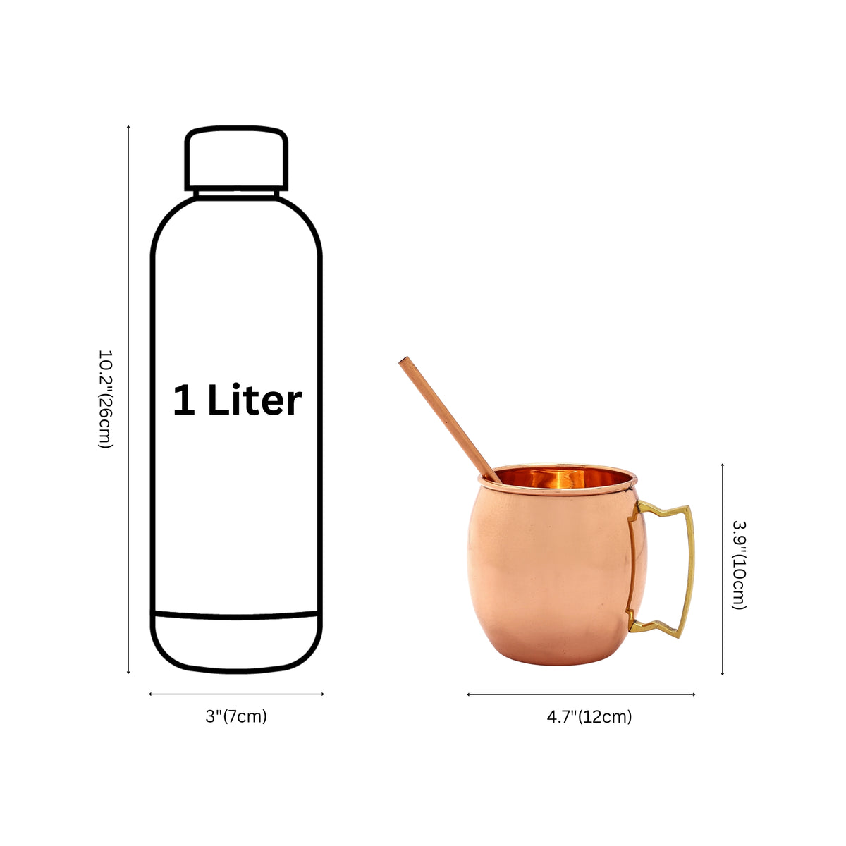 Classic Moscow Mule Copper Mugs | Set of 2 with Pure Copper Straws ...