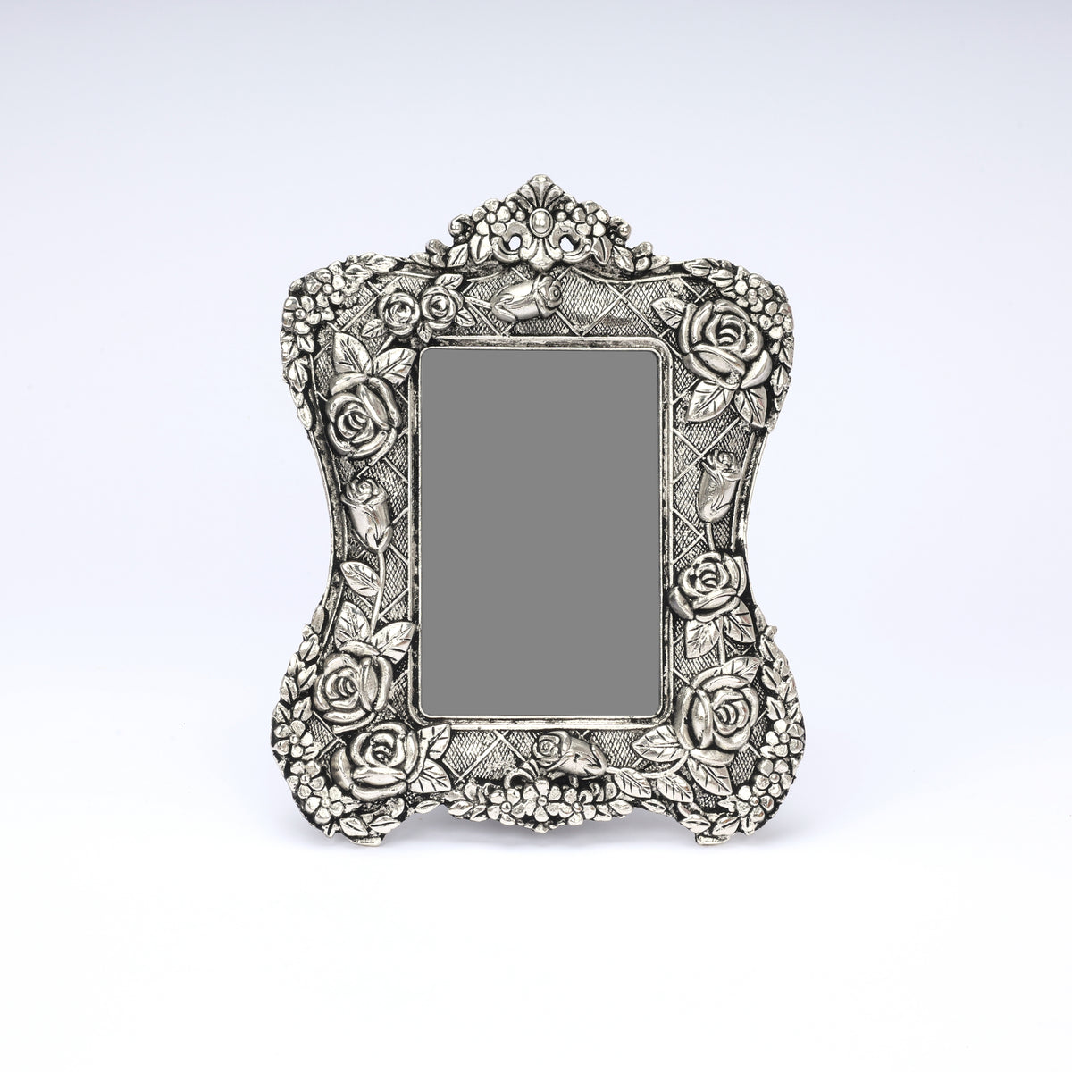 Handcrafted German Silver Rose Photo Frame – Home Decor Accent – Natriel