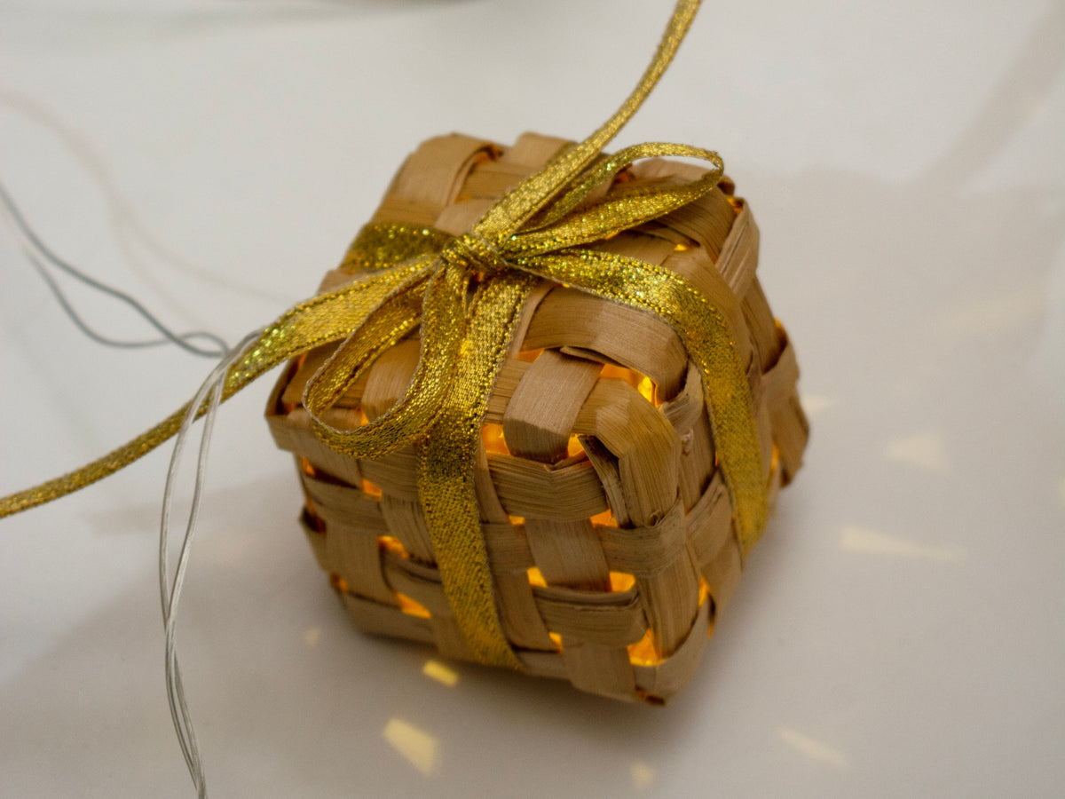 Beige Cube Shaped Premium Handmade Bamboo String Fairy Light - Festive ...