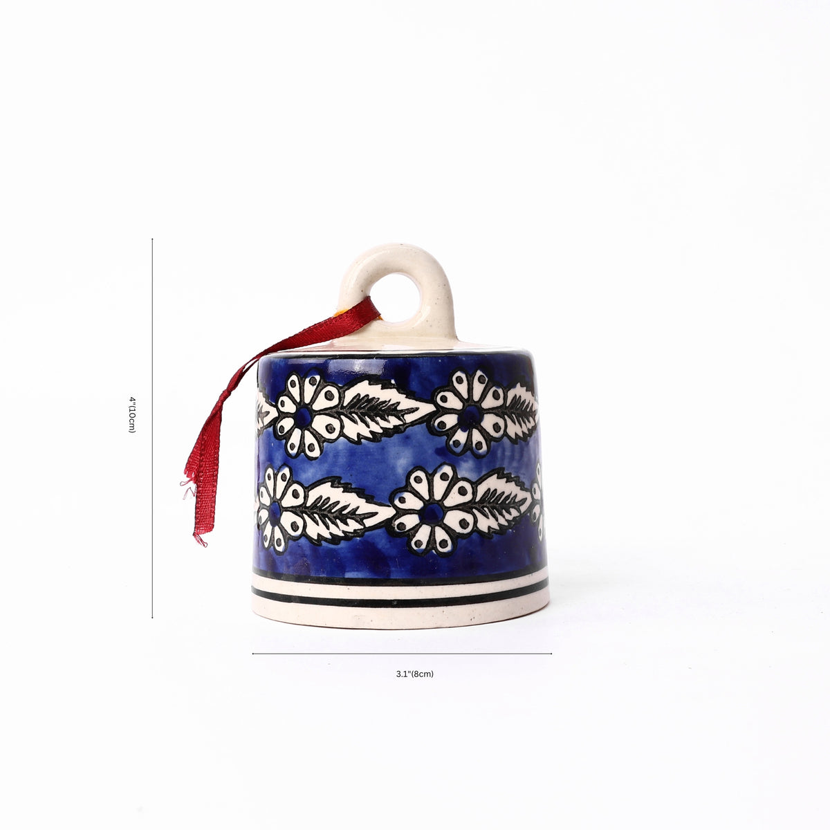 Handcrafted Ceramic Cylindrical Hanging Bell—Blue – Natriel