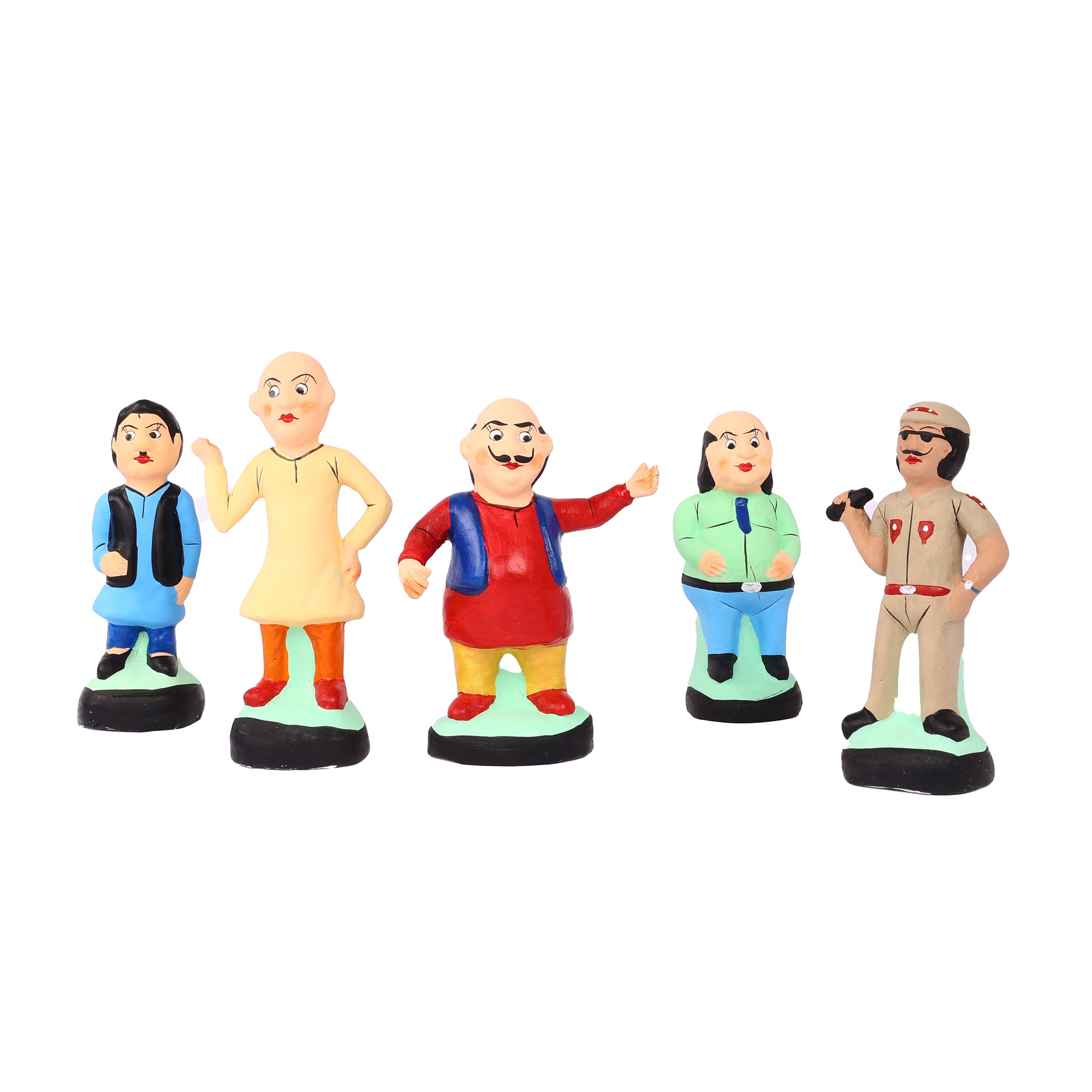 Handcrafted Childhood Cartoon Characters Terracotta Toys - Set of 5 ...
