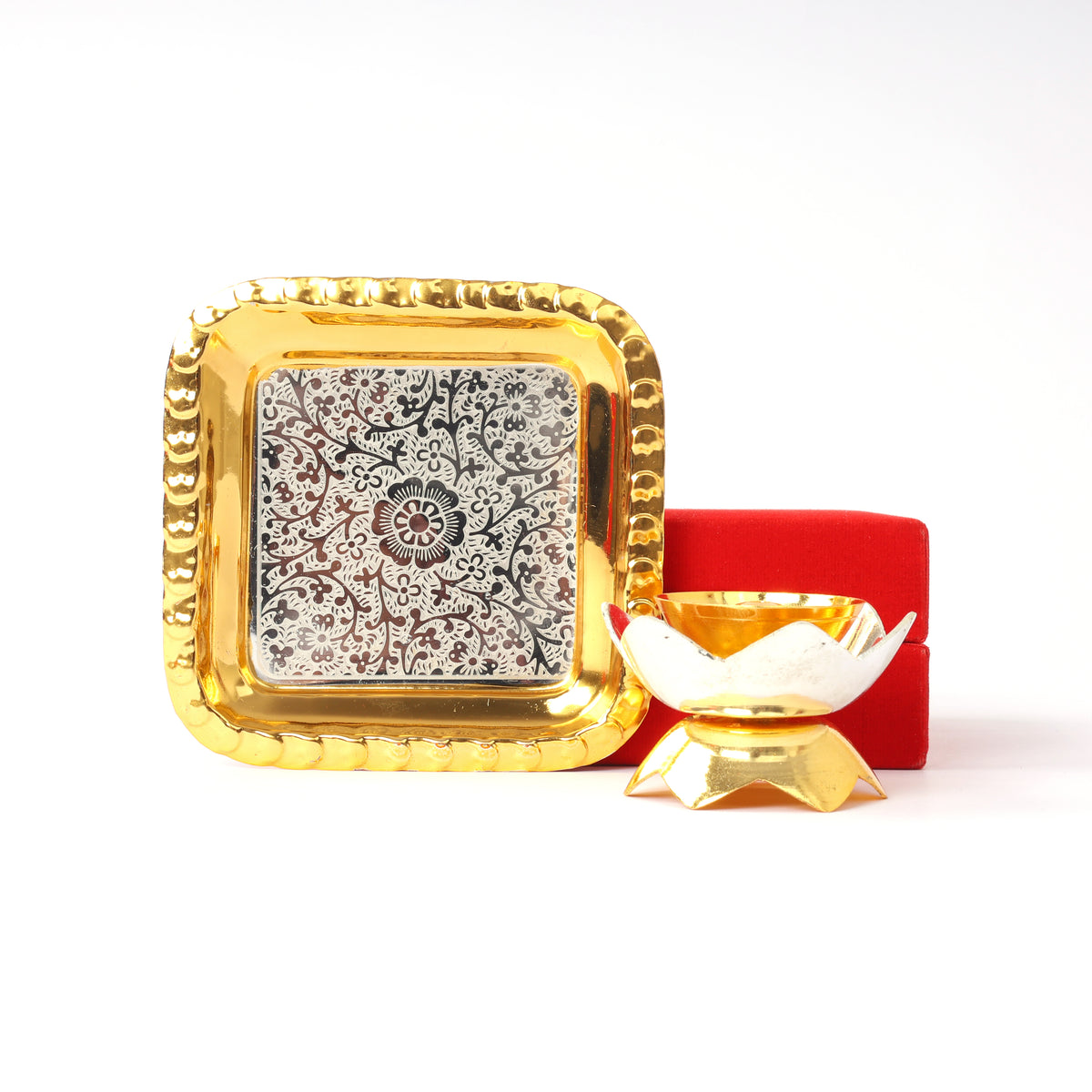 Handcrafted Premium Brass Diya and Plate Set – Natriel