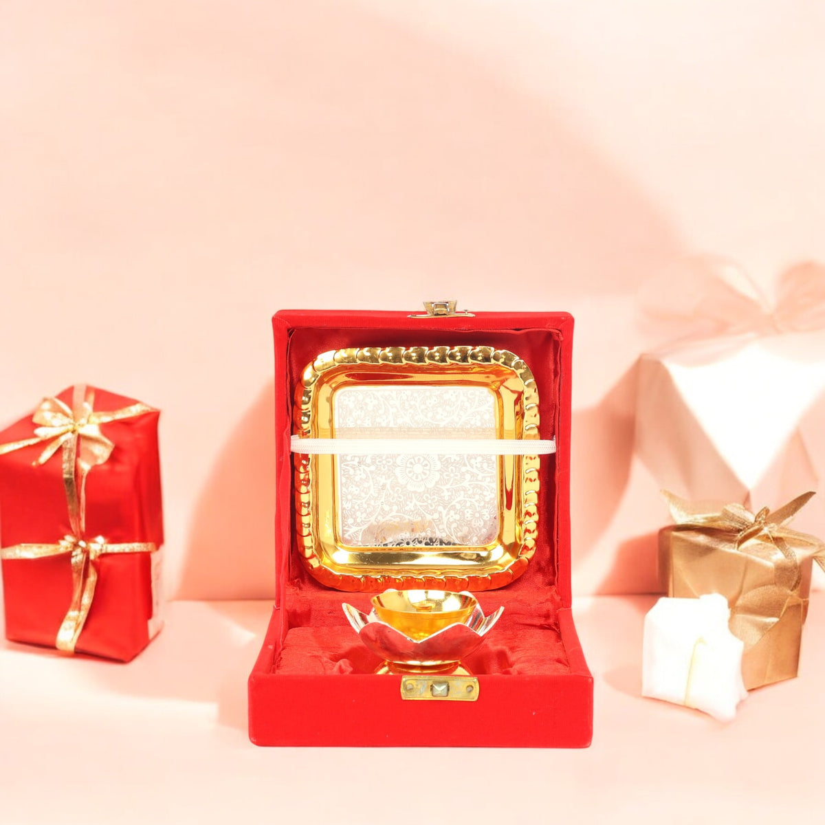 Handcrafted Premium Brass Diya and Plate Set – Natriel