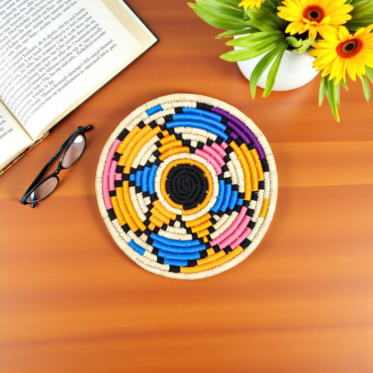 Handcrafted Sabai Grass Wall Plate – Multi Colour Sustainable Wall Dec ...