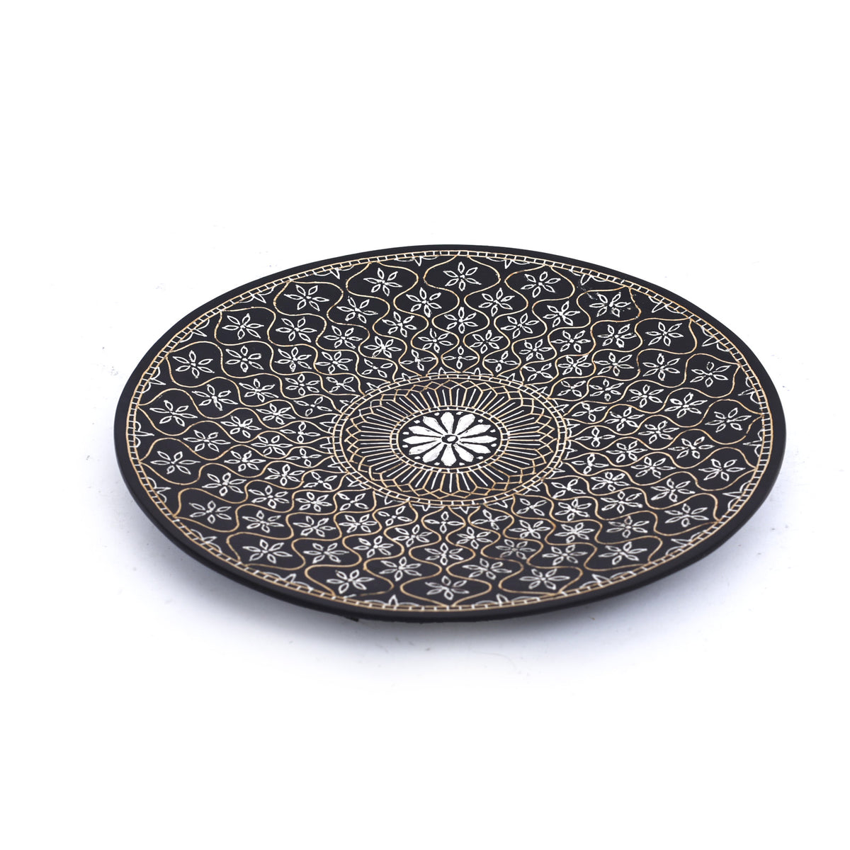 Large Bidri Art Decorative Plate - Silver & Gold inlay work – Natriel