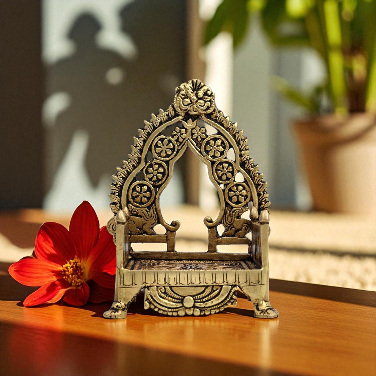 Large Handcrafted Brass Throne for Pooja Room - Spiritual Décor – Natriel