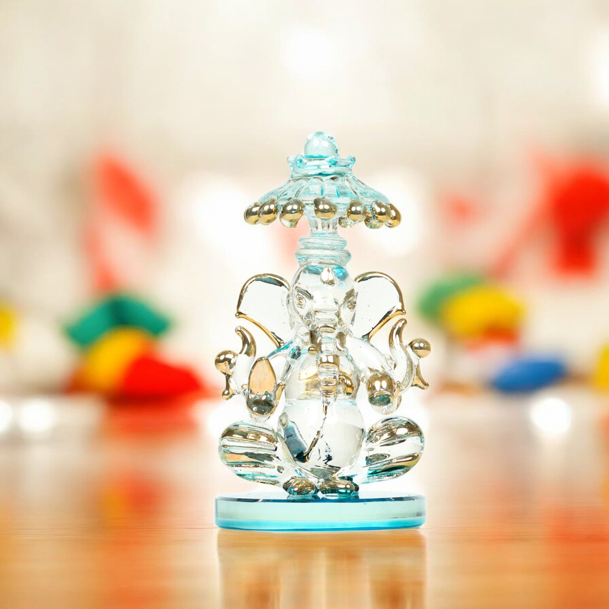 Lord Ganesha Glass Decorative Idol — Blue – Natriel