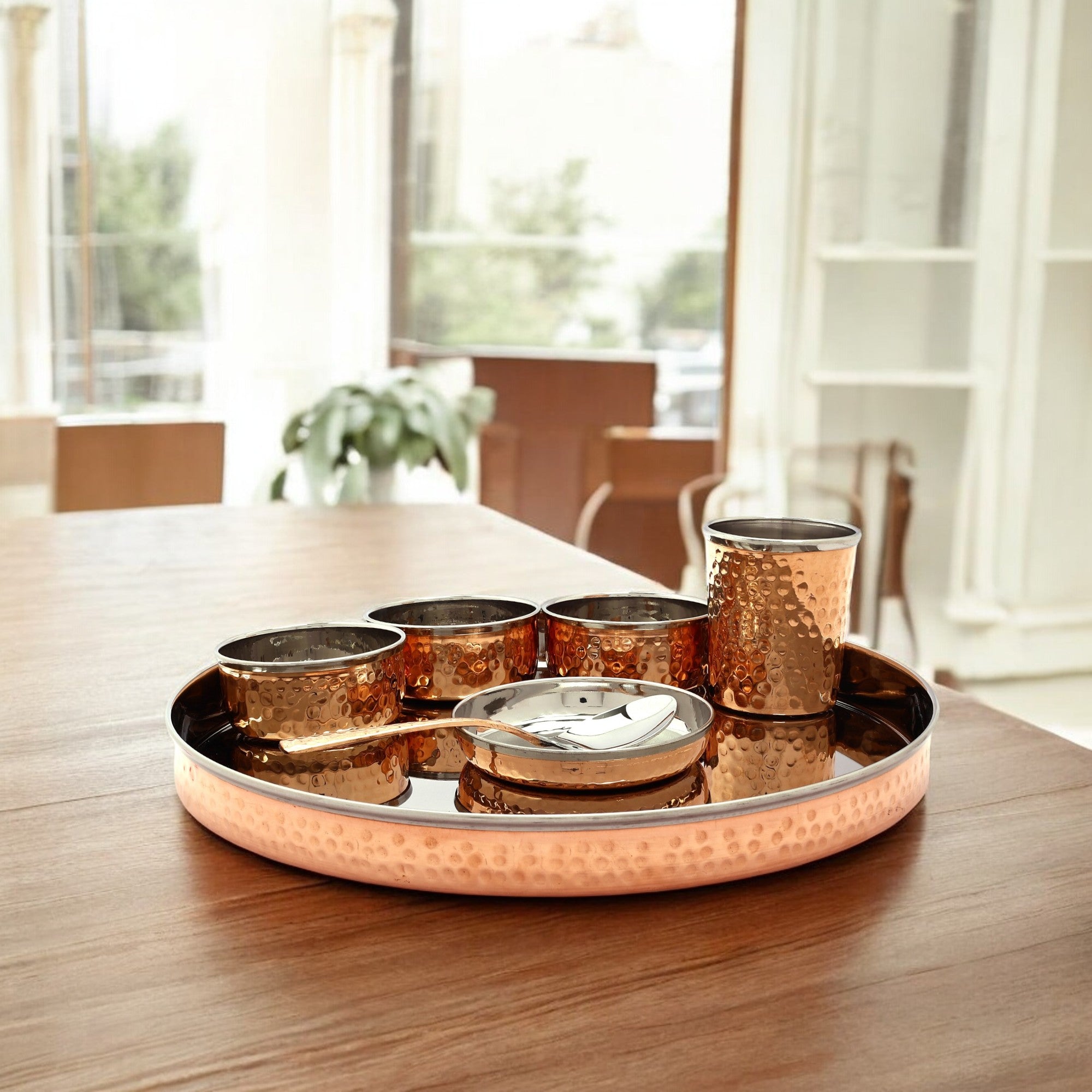 Copper Thali Set with Stainless Steel Lining 7 Piece – Natriel