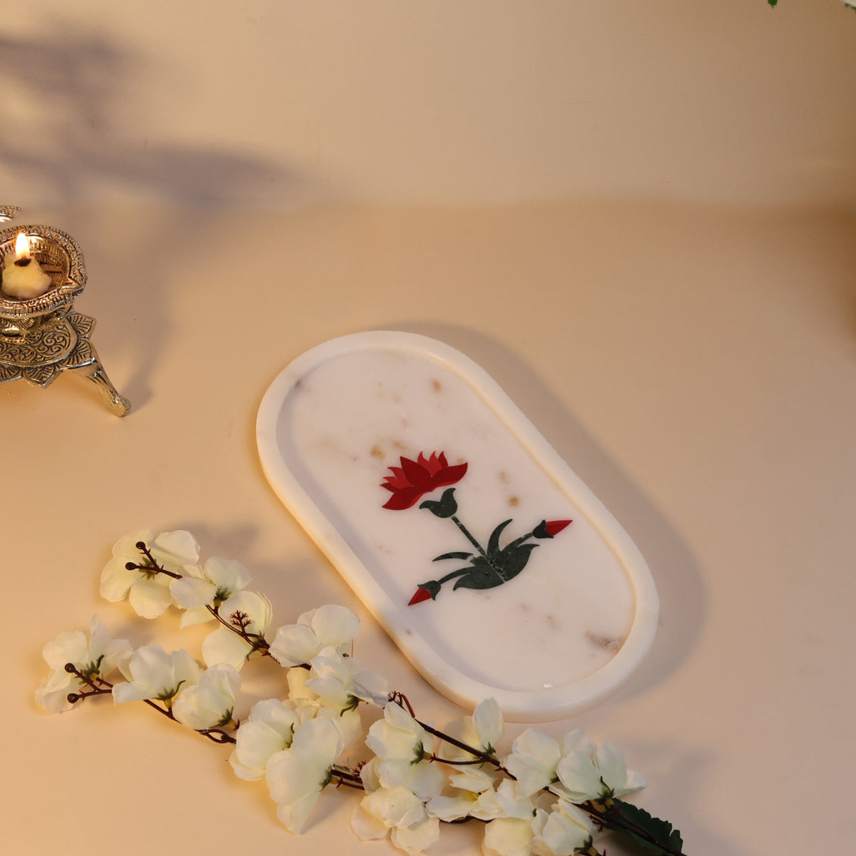 Marble Tray with Lotus Inlay – Natriel