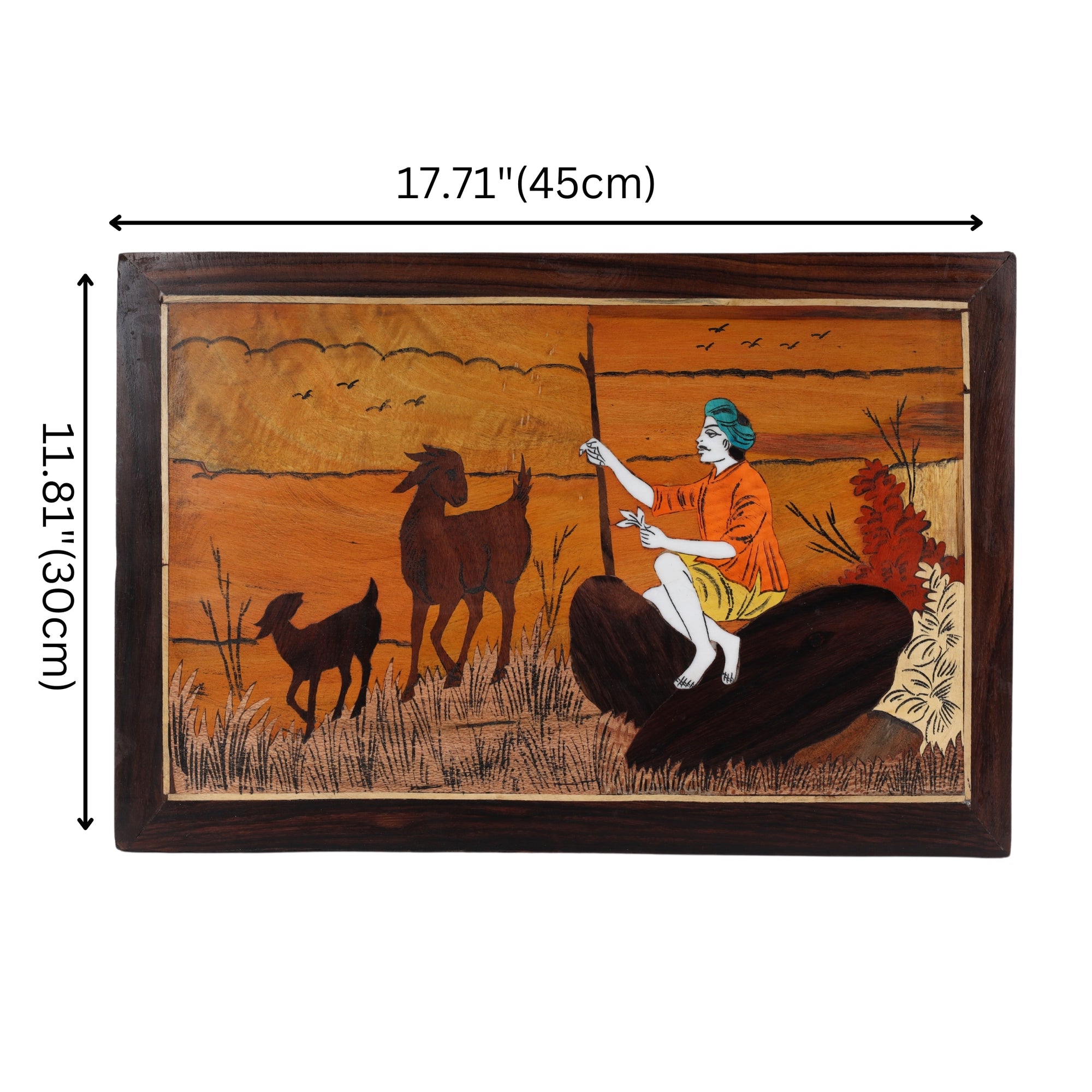 Mysore Inlay Rural Life Wall Decor Farmer with goats – Natriel