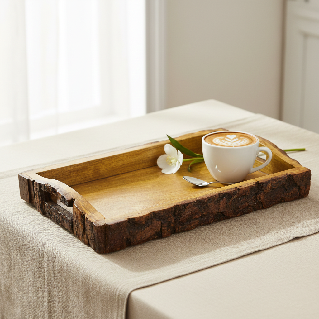 Solid Wood Rustic Serving Tray - For Kitchen & Dining – Natriel