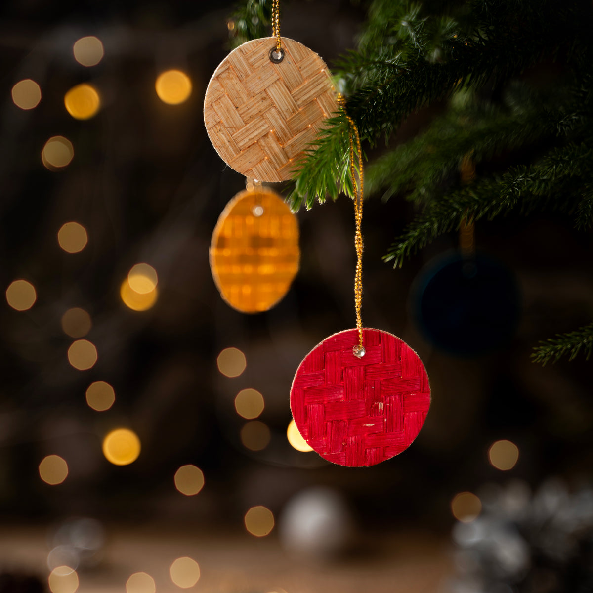 Multi Colour Circular Shaped Bamboo hanging ornament - Festive Decor I ...